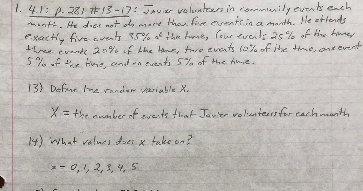 Professor Frank’s Math Blog: Discrete Random Variables - Practice ...