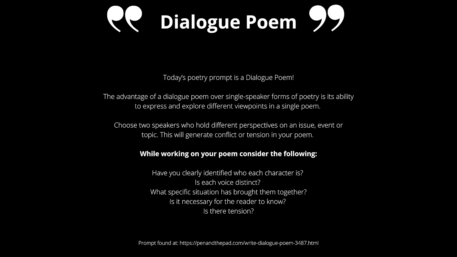 Dialogue Poetry with Sarah Weatherby