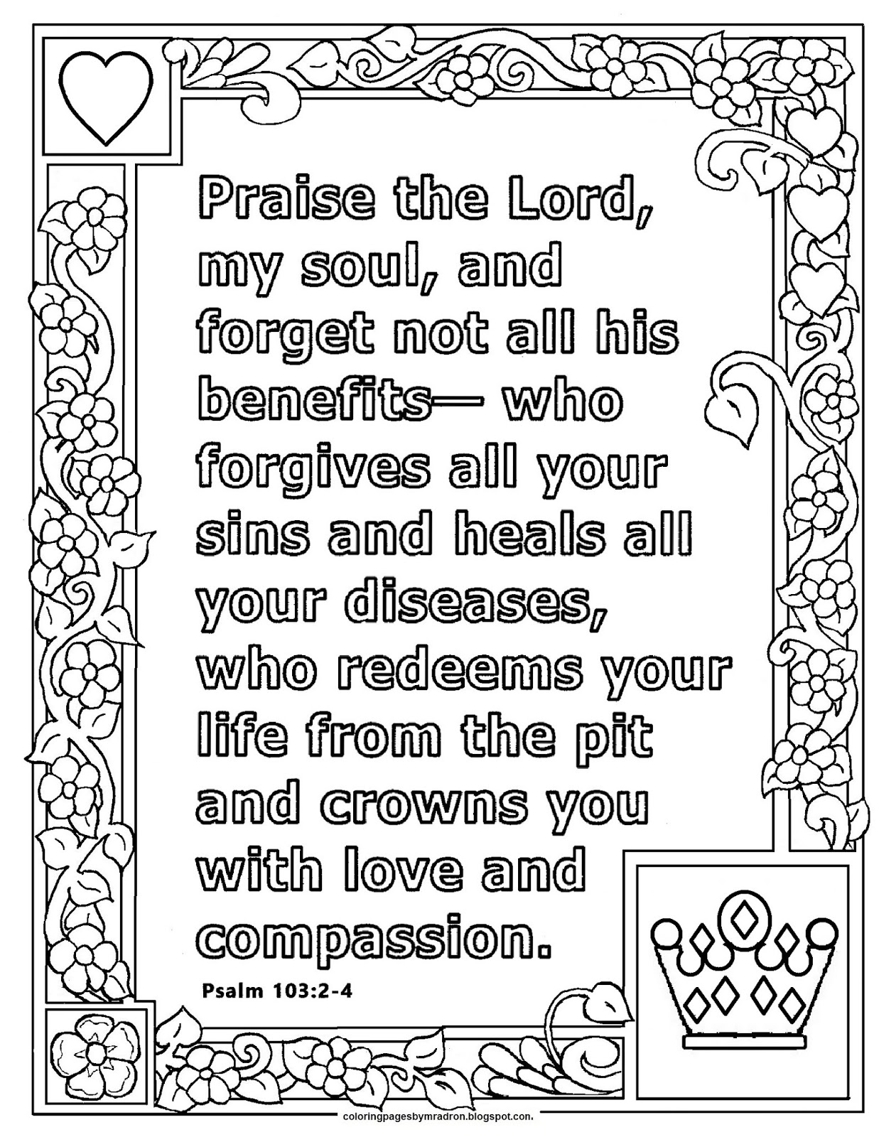 Coloring Pages For Kids By Mr Adron Free Psalm 103 2 4 Print And