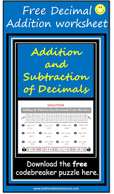 Adding and Subtracting Decimals Worksheet Puzzle ~ TenTors Math Teacher ...