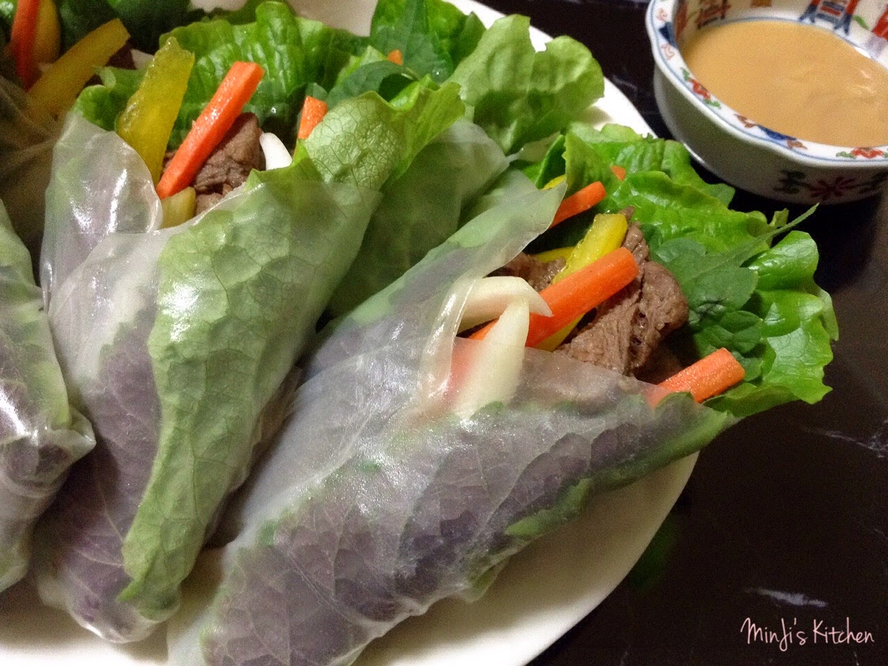 MinJi's Kitchen: Vietnamese Beef Rice Paper Rolls