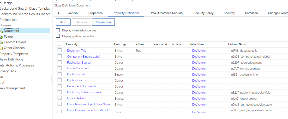 ECM Filenet API - Create Class Definition