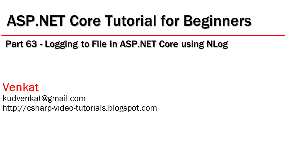 Sql Server Net And C Video Tutorial Logging To File In Core Using Nlog Slides