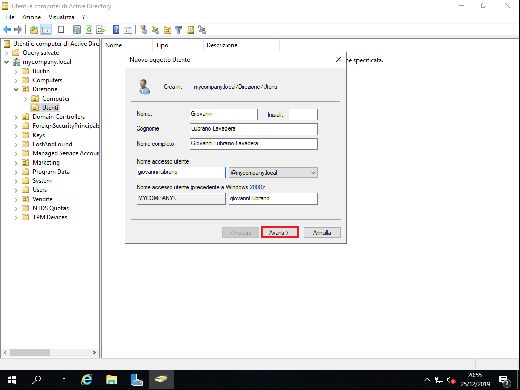 Information Technology: Windows Server 2019: Aggiungere un account ...