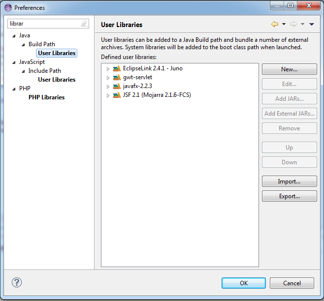 Java Util: Eclipse: Agregar Librería de Usuario