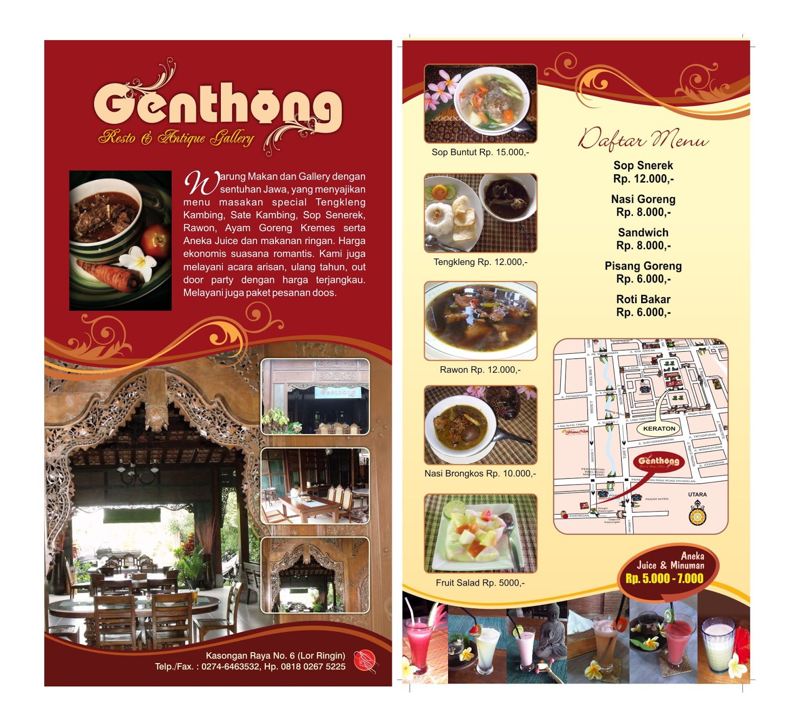 Desain Brosur Gentong Resto - Cetak Brosur Jogja