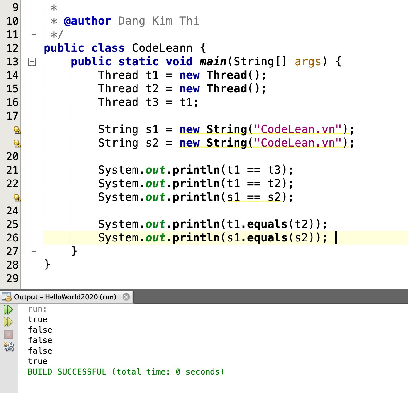 Sự khác biệt giữa phương thức .equals () và toán tử == trong Java