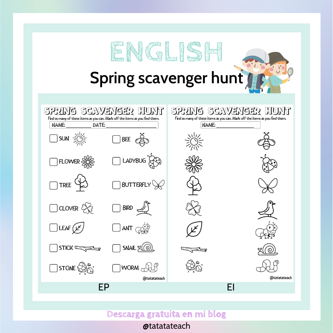 Spring Scavenger Hunt (descarga gratuita).