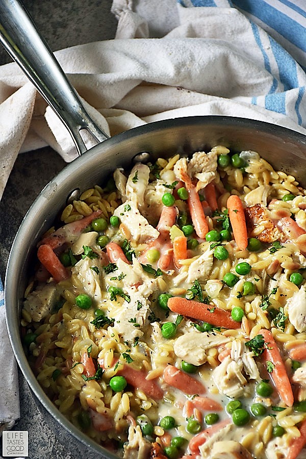 Chicken Pot Pie Orzo | Life Tastes Good