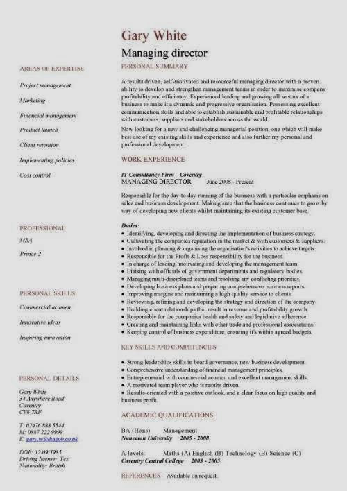 Managing Director CV CV Templates Managing Director CV CV Templates