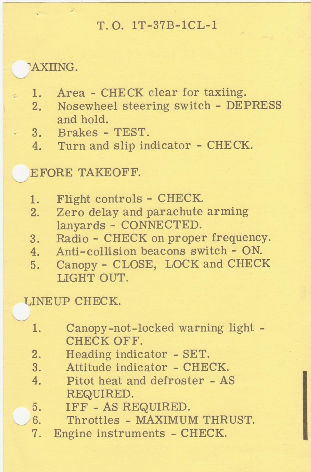 Laughlin Air Force Base: T-37 Checklist