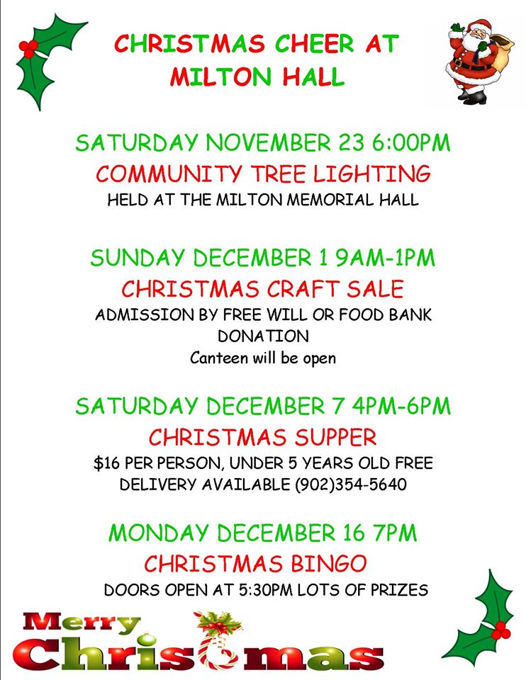 Queens County Community: Milton Community Hall Christmas Events