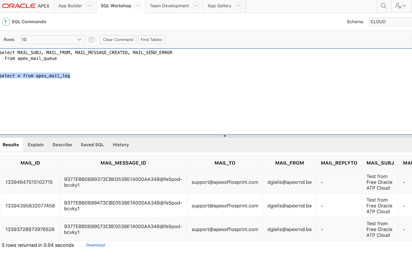 Dimitri Gielis Blog Oracle Application Express Apex Free Oracle Cloud 11 Sending Emails