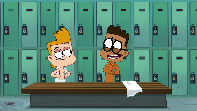 Shirtless Drawn Cartoon Boys: Luc Maxwell in a Towel