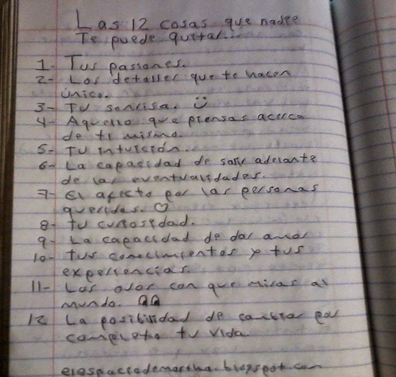 Las 12 cosas que nadie te puede quitar...