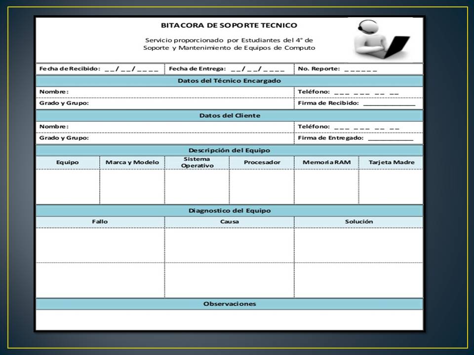 ¿Que es una bitácora de servicio?