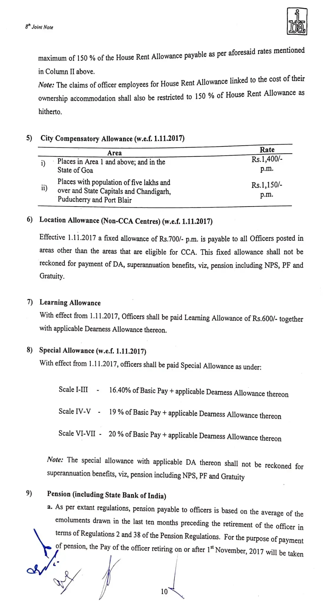 Officers Joint Note dated 11.11.2020 (Applicable date 01.11.2017 ...