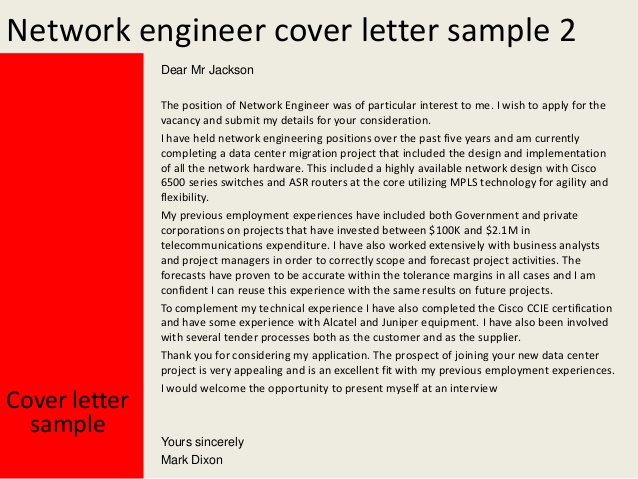 Sample Cover Letter For Network Engineer - Invoice Template