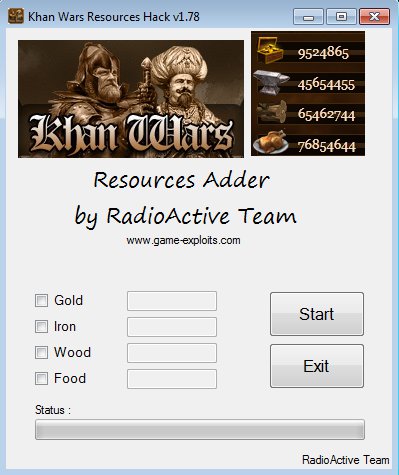 Internet Games Exploits: [by Request] Khan War Resources Hack