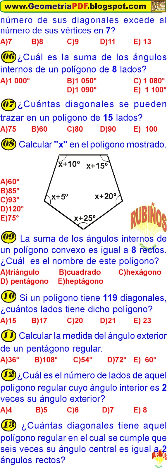 POLÍGONOS FÓRMULAS Y EJEMPLOS - EJERCICIOS RESUELTOS DE SECUNDARIA