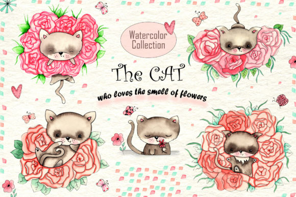 Cats and Flowers Freebie