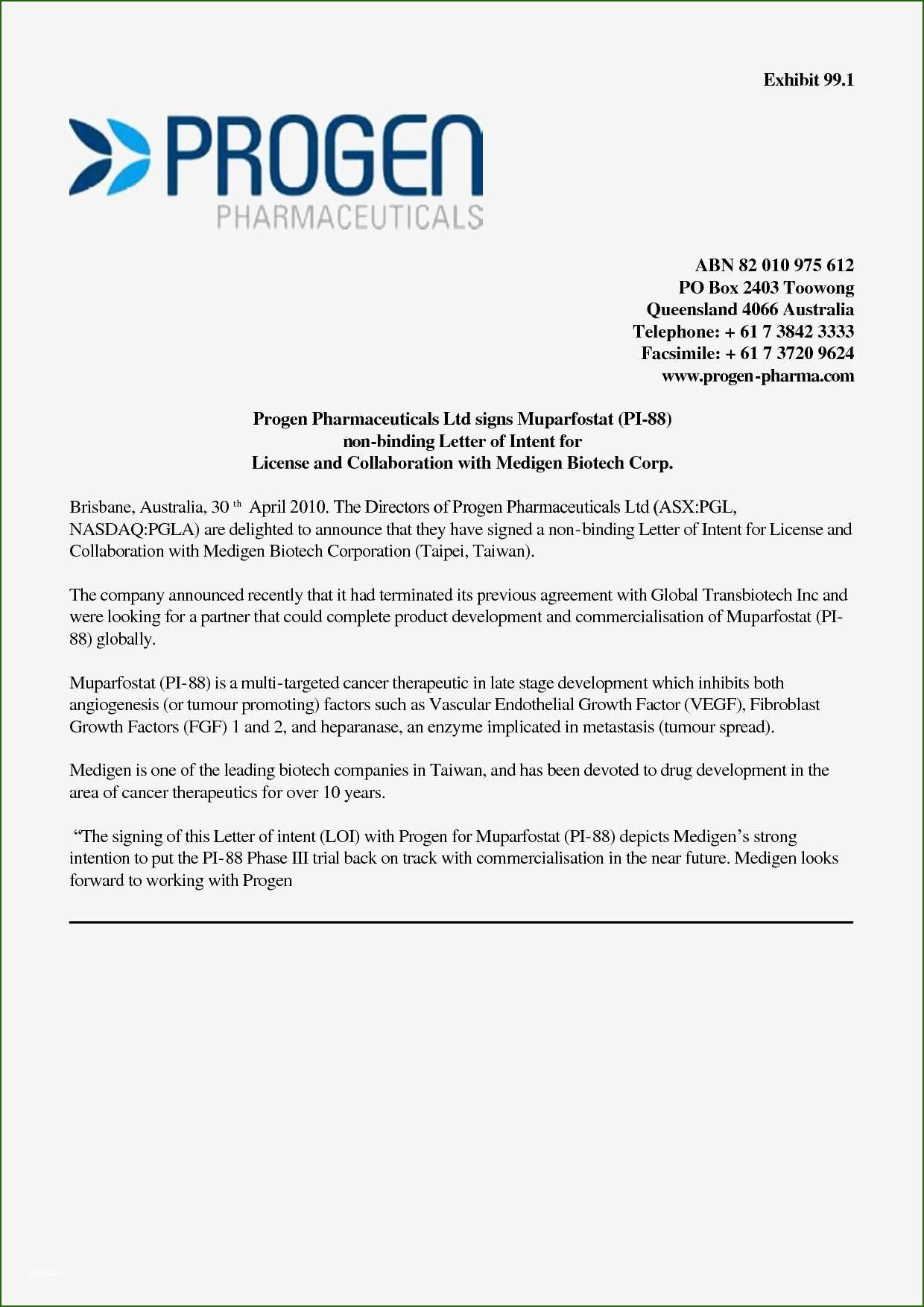 Non Binding Letter Of Intent Template ~ Resume Letter