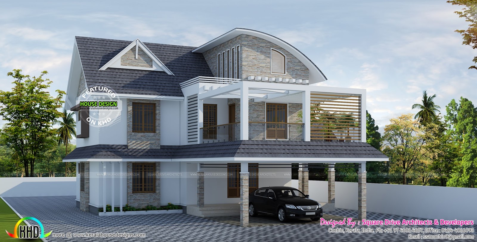 Curved roof mix villa architecture - Kerala Home Design and Floor Plans ...