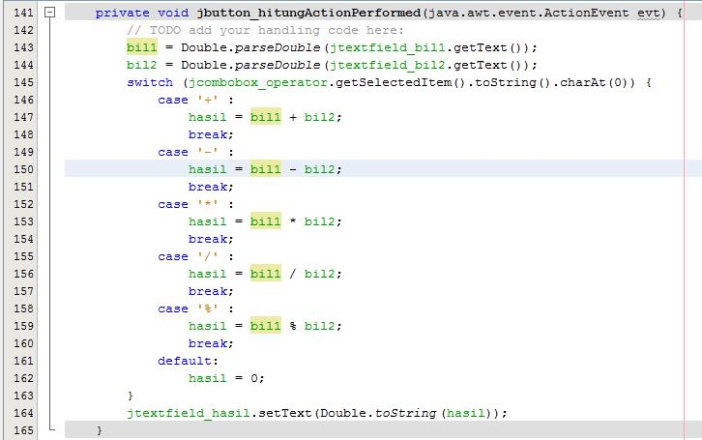 Membuat Kalkulator Sederhana Menggunakan Java - Contoh Aplikasi