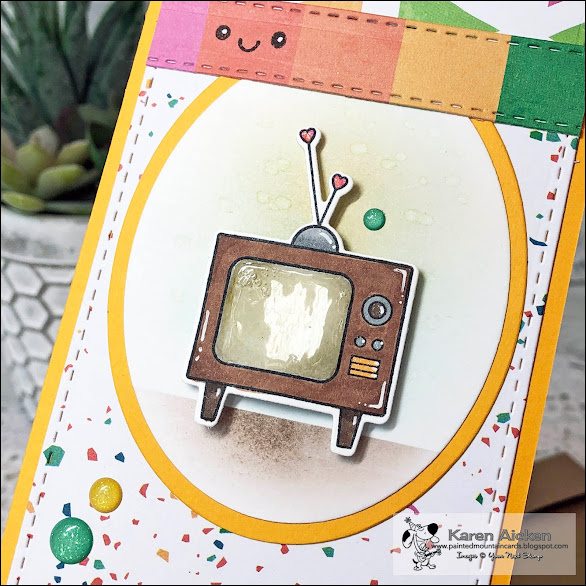 Painted Mountain Cards: Retro TV Slimline Card