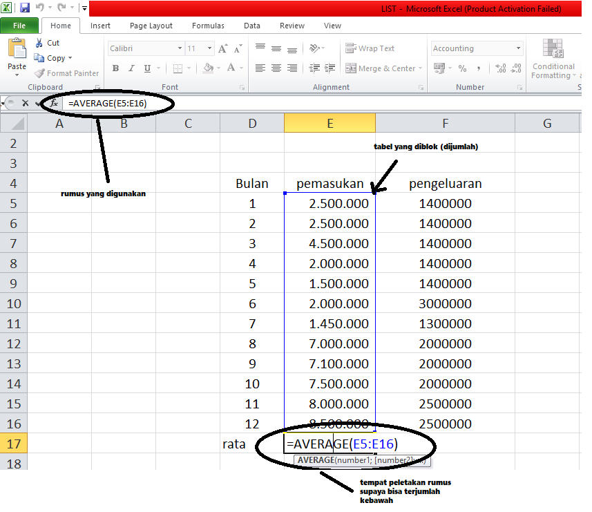 CARA MENGHITUNG RATA-RATA DI EXCEL 2010 - Husaini Blog