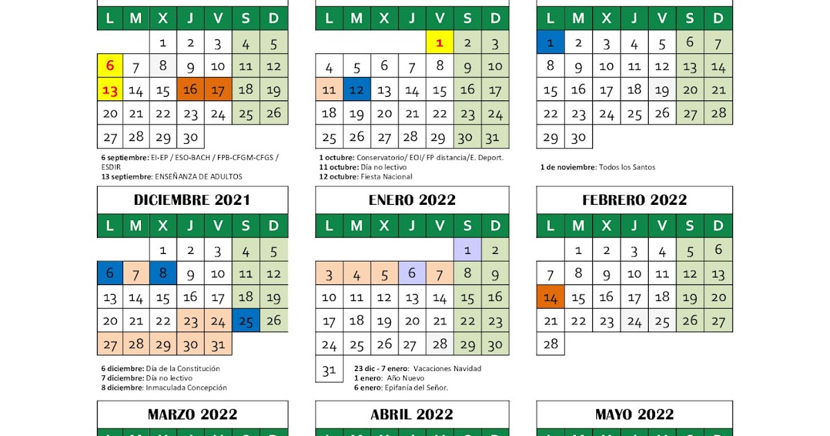 EDUCACIÓN FÍSICA Ana: Calendario escolar