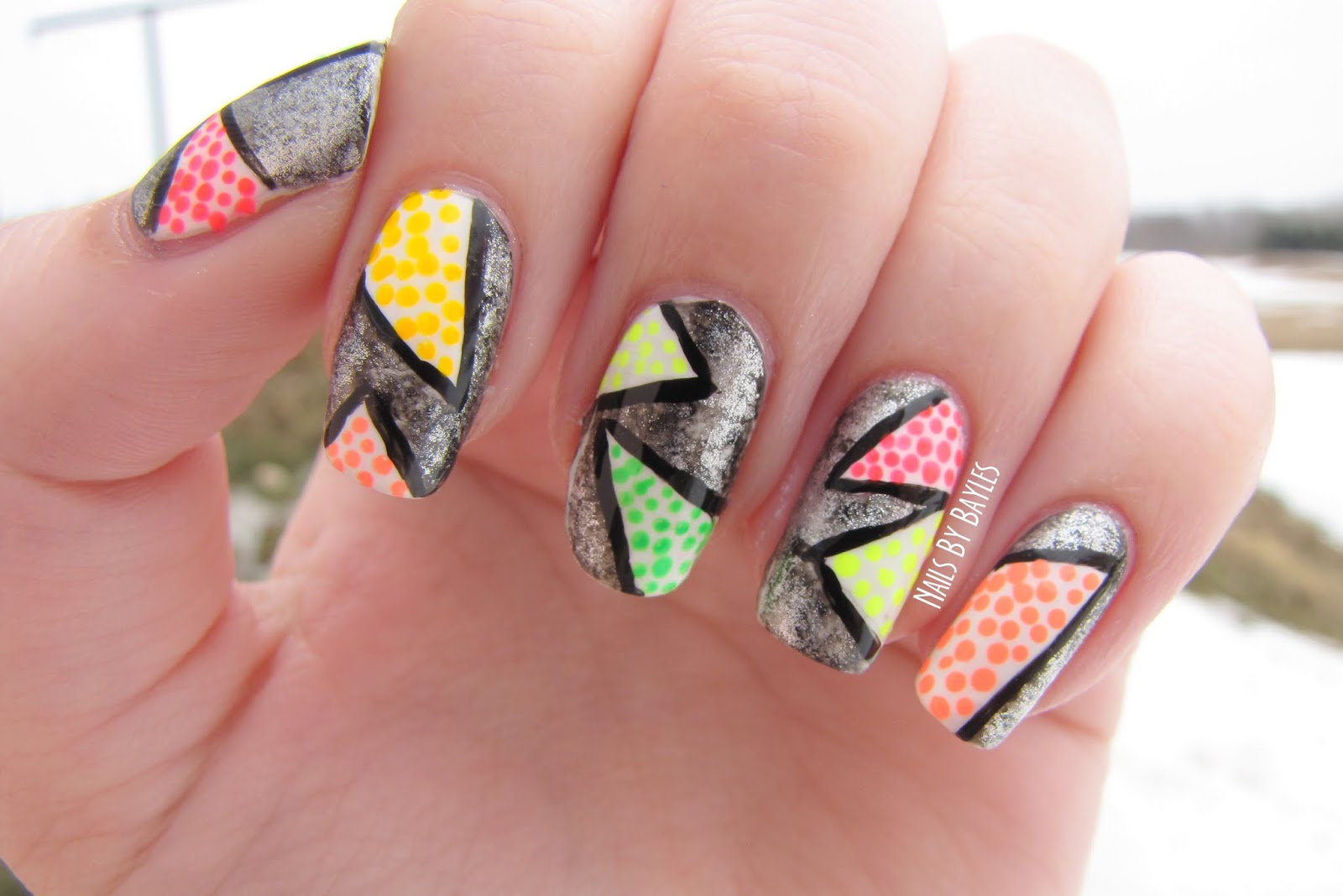 Nails By Bayles: Neon Geometric Nail Art