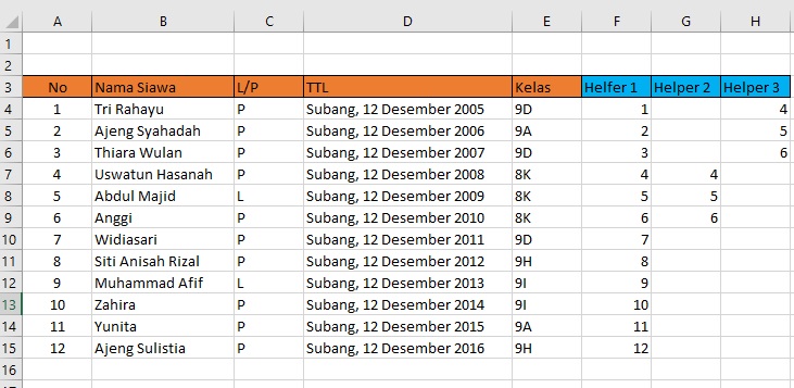 Cara Membuat Daftar Siswa dengan validation excel - Ruang Excel