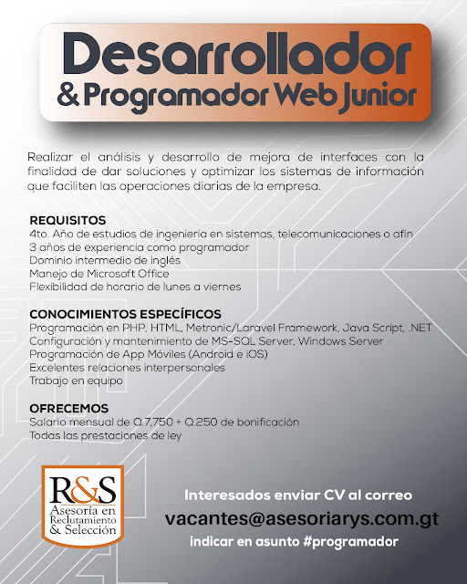 Guate Empleos IT: Desarrollador & Programador Web Junior