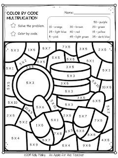 An Apple For The Teacher: Hanukkah Color By Number Math Facts Worksheet