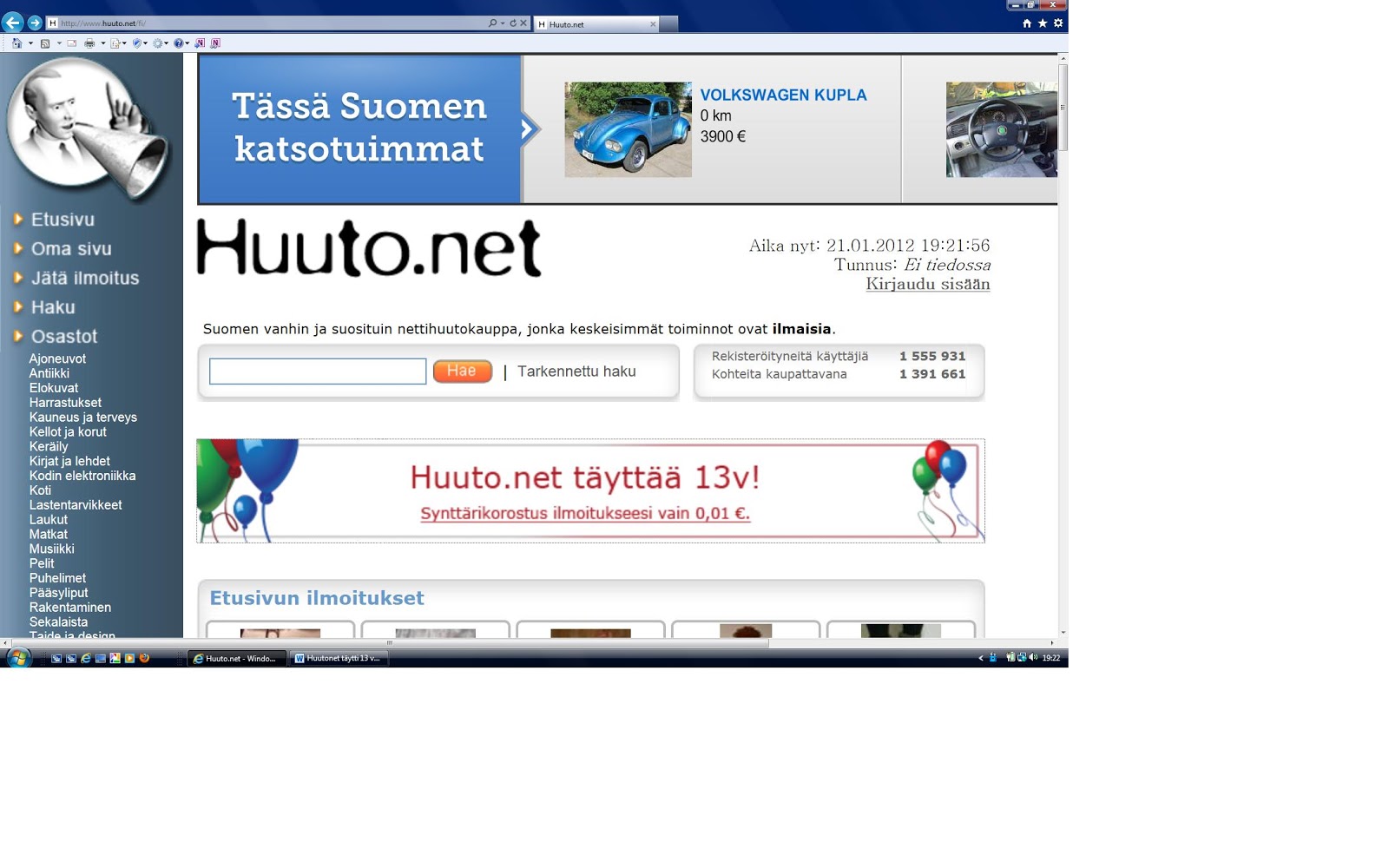Lasinkeräilijän Blogi: Huuto.net täyttää 13 vuotta