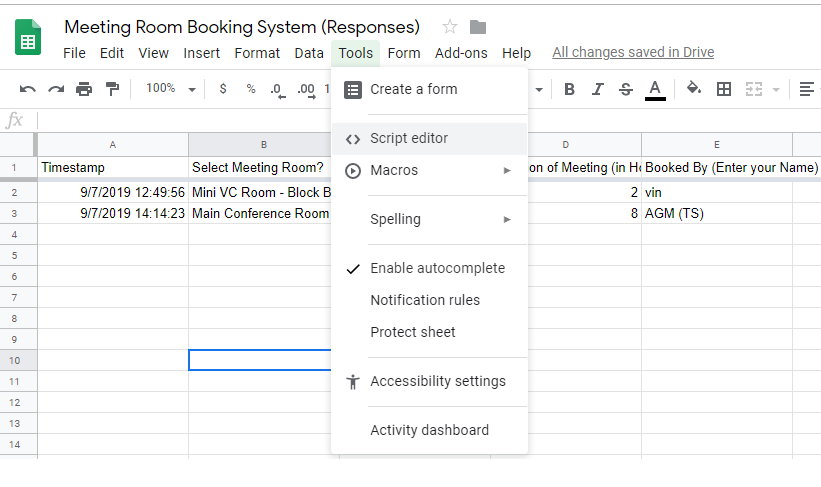 Create Online Meeting Room Booking System Using Google Forms & Google ...