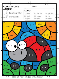 An Apple For The Teacher: Bugs Color By Number Math Facts Practice