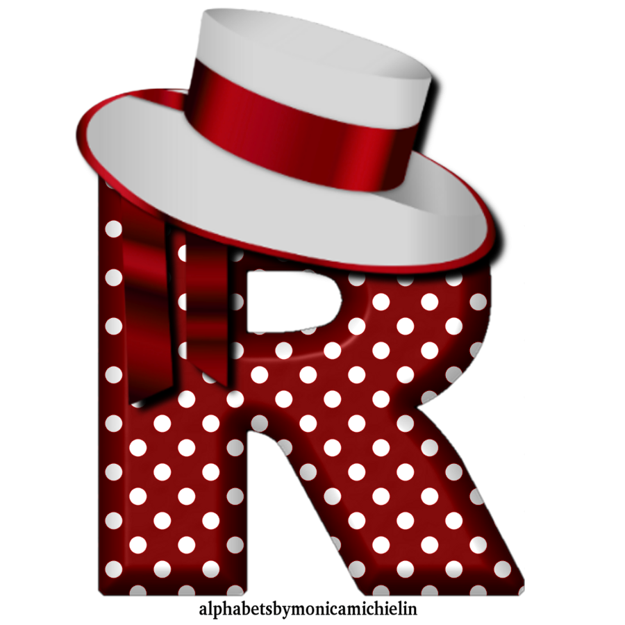 M. Michielin Alphabets: 3 - RED POLKA DOTS HAT ALPHABET PNG