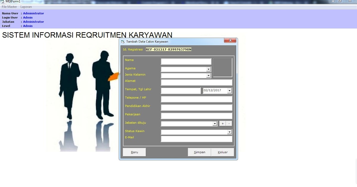 Sourcode Sistem Informasi Rekrutmen Karyawan Baru Mysql Server Vb6 Crystal Report Gudang
