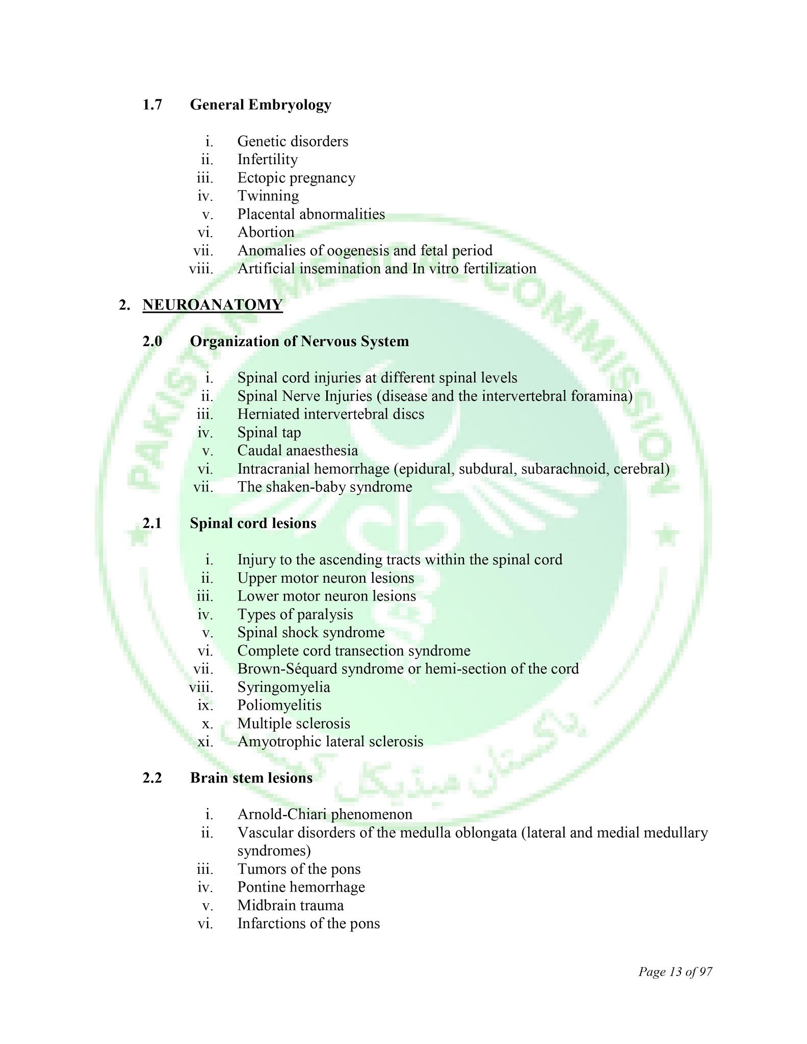 NLE Exam Pakistan Syllabus 2021