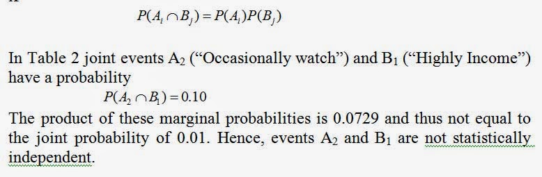 Applied Statistics: Joint and Marginal Probabilities