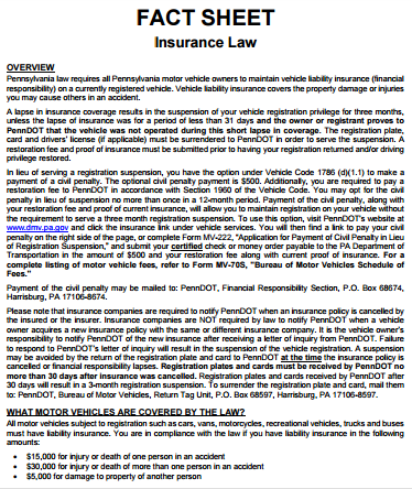 FACT SHEET Insurance Law