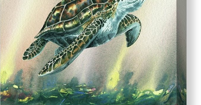Watercolor Giant Turtles