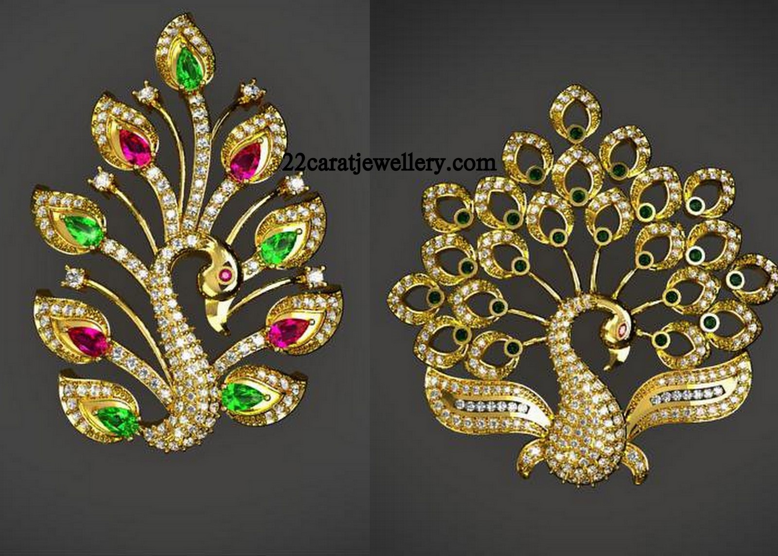 Diamond Peacock Beautiful Pendant Sets - Jewellery Designs