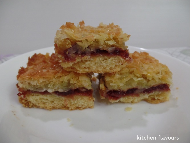 kitchen flavours: Coconut Jam Slice
