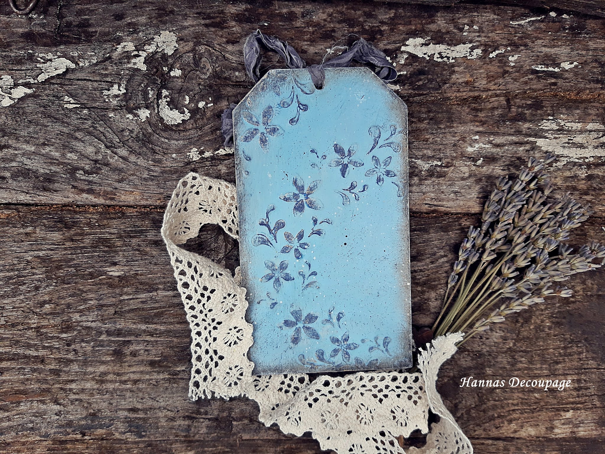 Hannas Decoupage: Tag z różą