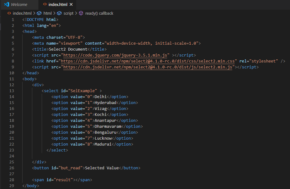 Searchable Dropdown Using Jquery Select2