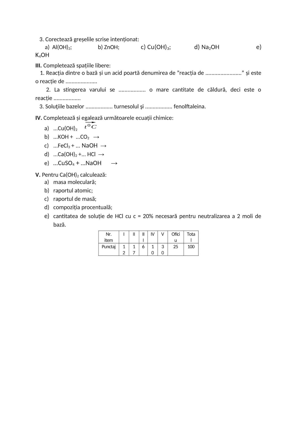 Chimie - Tabelul periodic