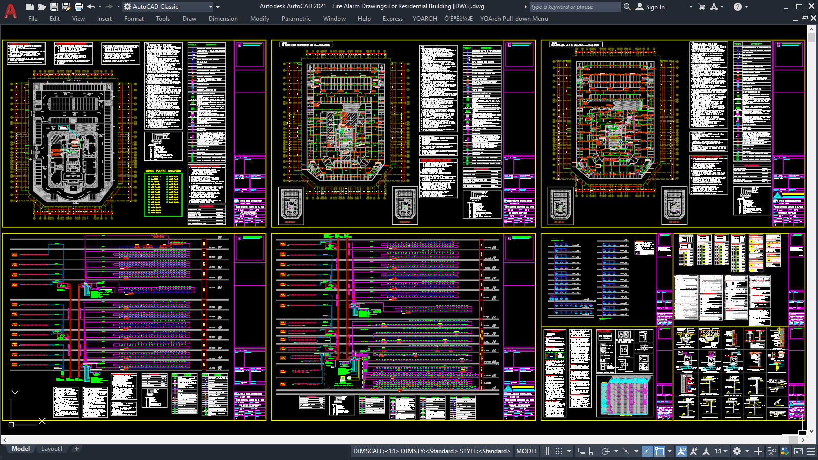 Fire Alarm Drawings For Residential Building [DWG]